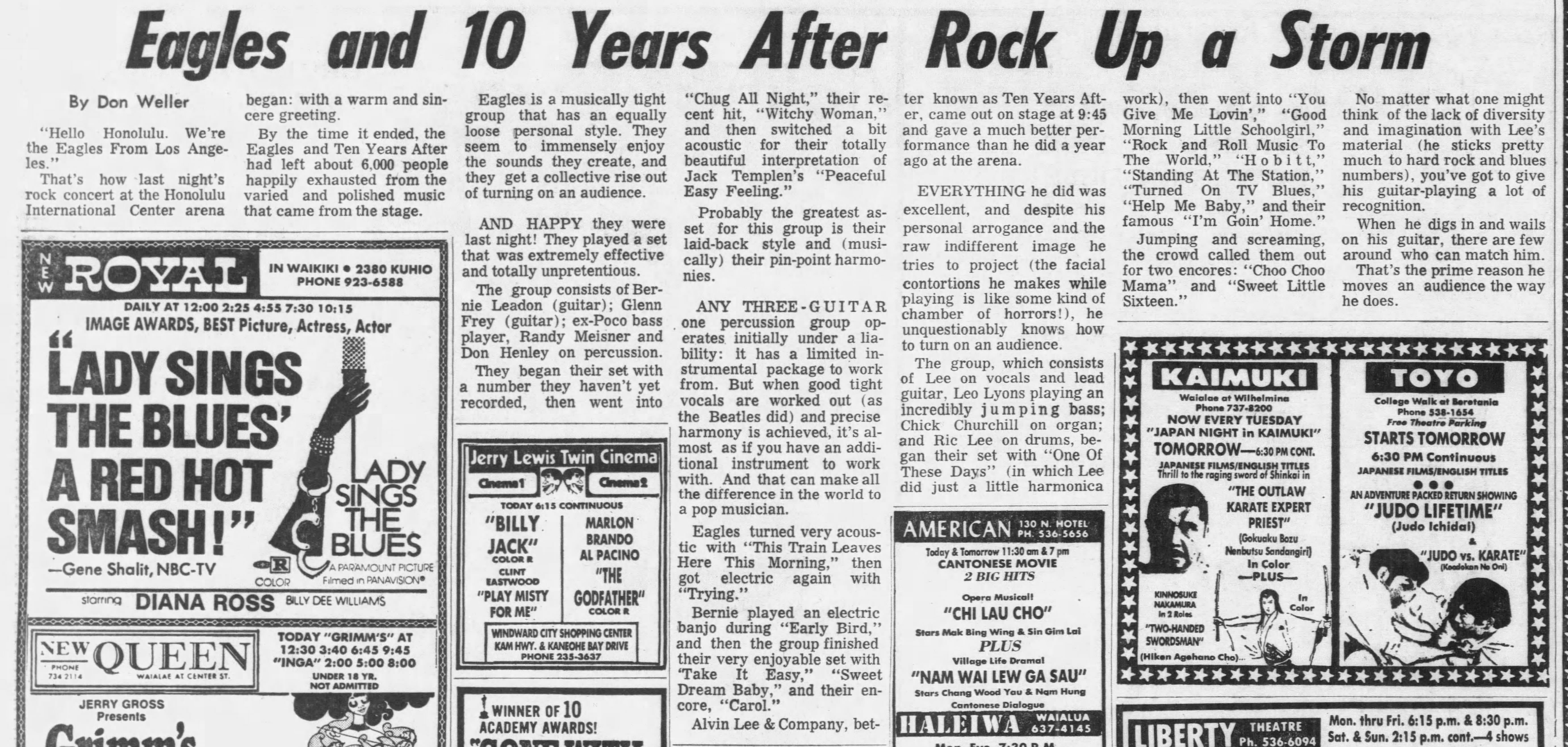 Eagles, Honolulu International Center, December 10, 1972