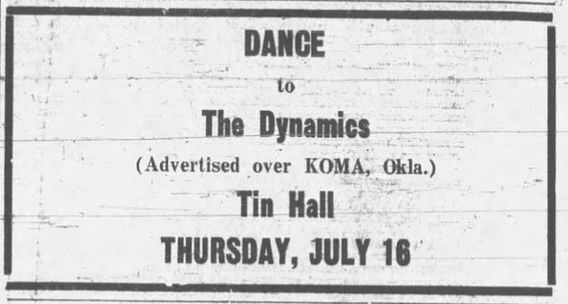 The Dynamics, Tin Hall, Atwood, KS, July 16, 1964