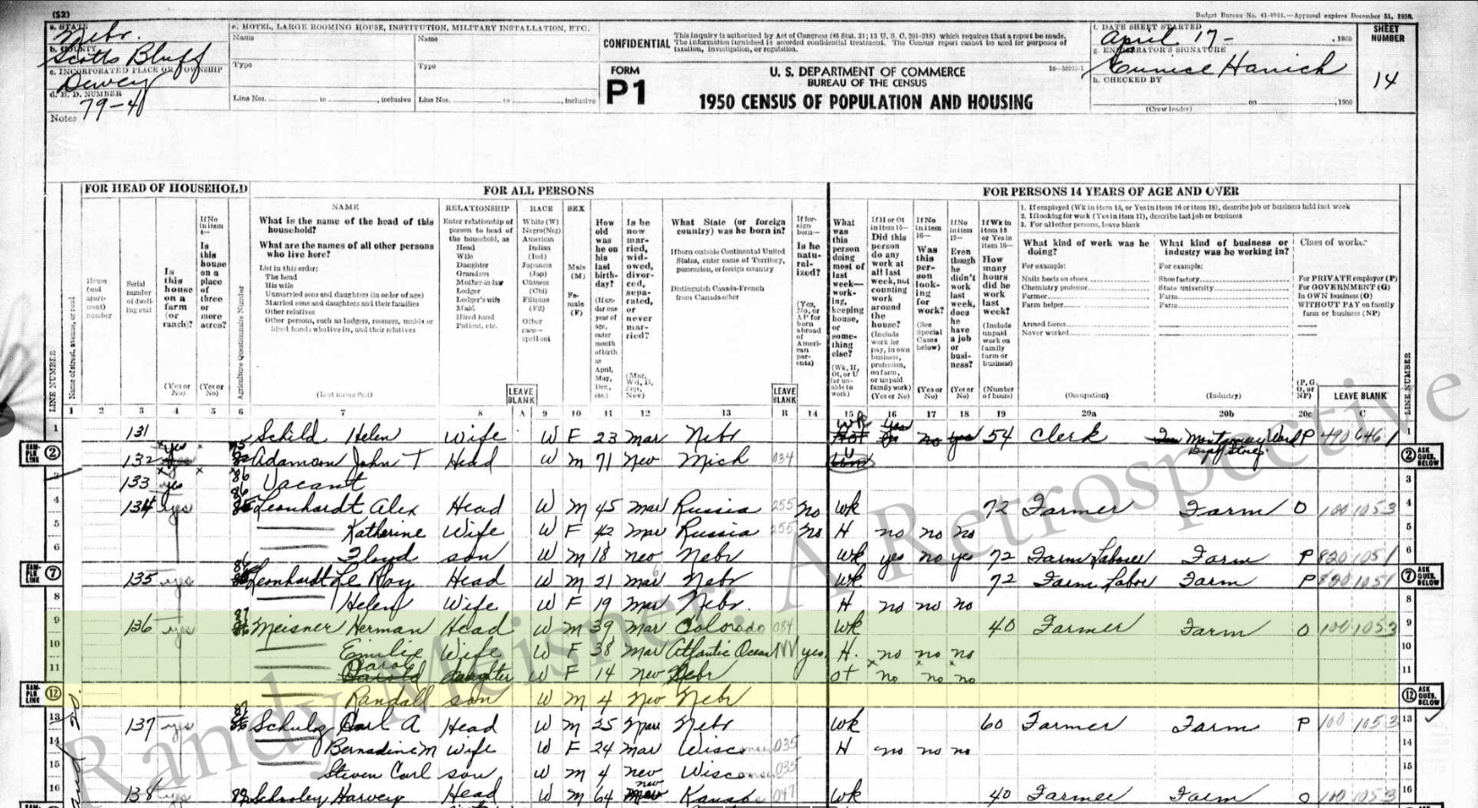 Randy in the 1950 Census