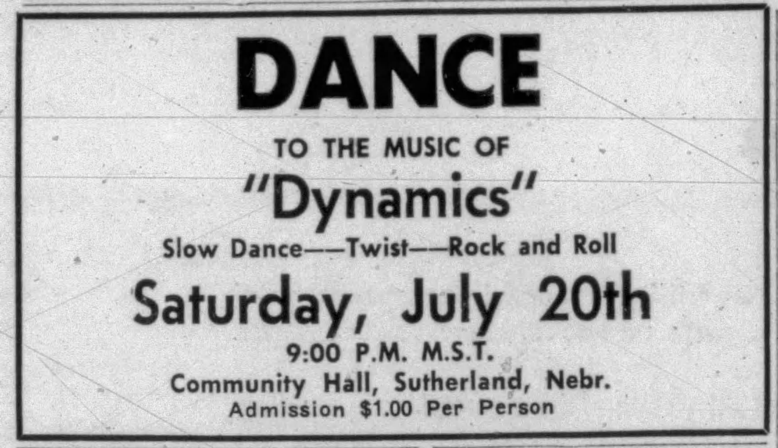 The Dynamics, Sutherland Community Hall, July 20, 1963